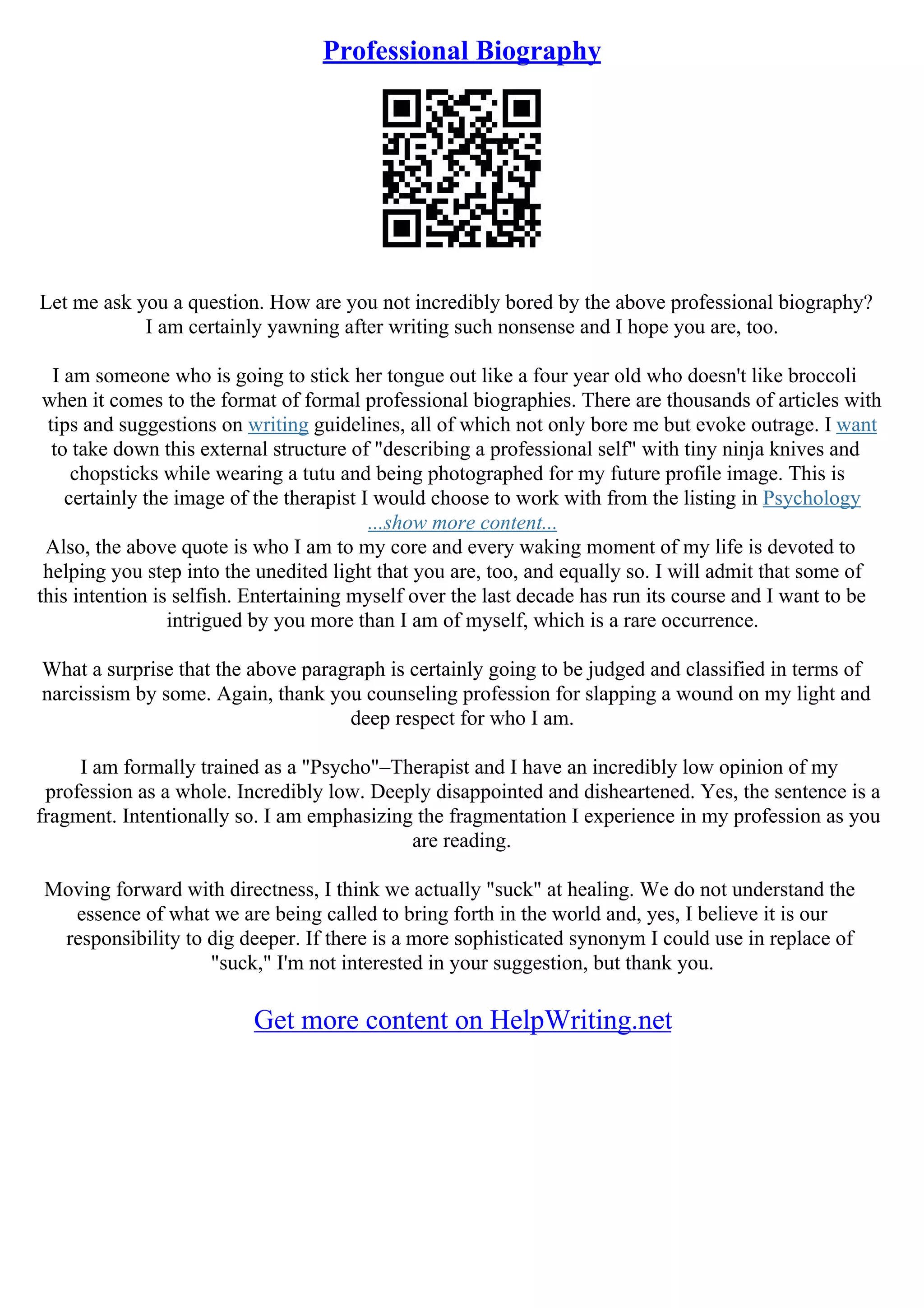 My Biography Essay | PDF