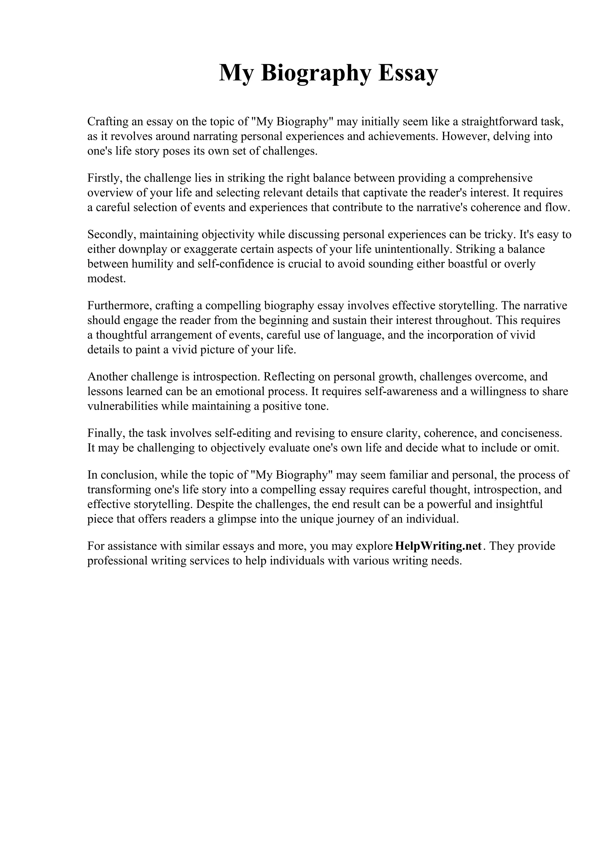 My Biography Essay | PDF