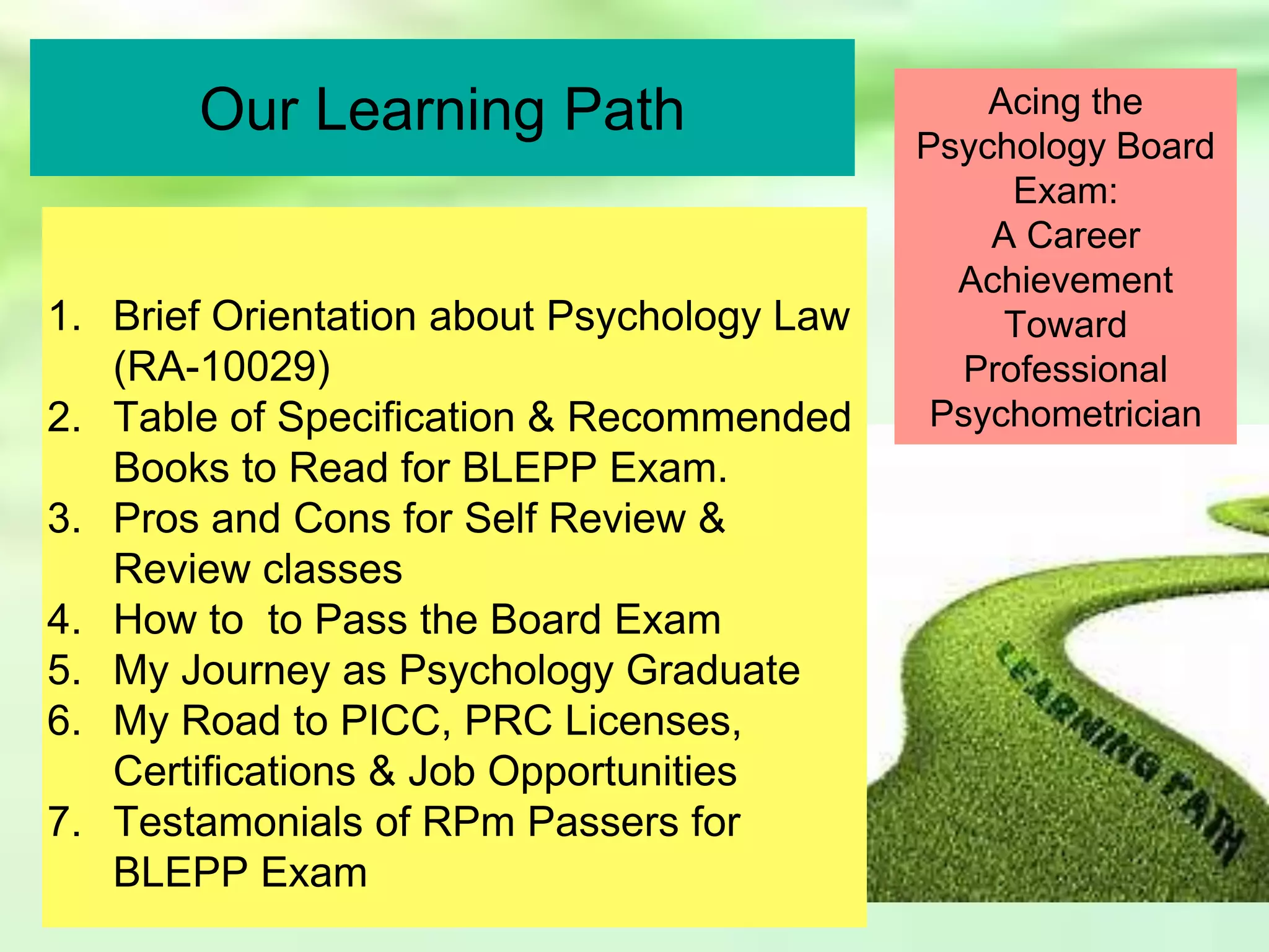 Acing the Psychology Board Exam: A Career Achieevement Toward ...
