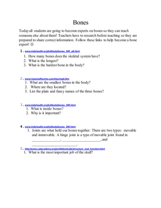 My Bone Webquest Word Document | DOCX | Bone and Joint Conditions ...