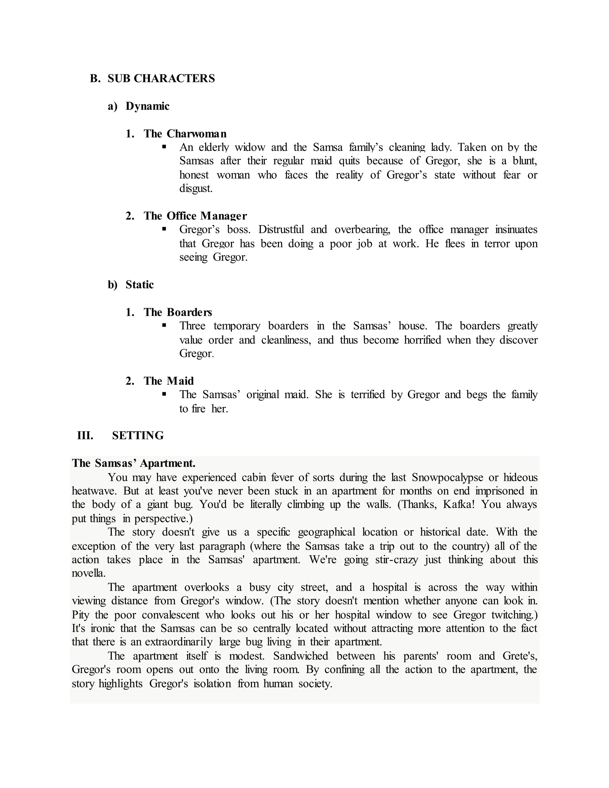 Book report (the metamorphosis) | DOCX