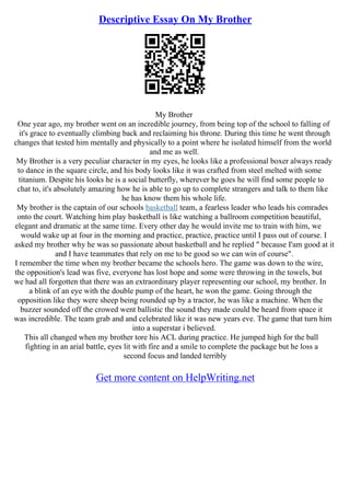My Brother Essay | PDF