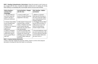 MY BROTHERS PECULIAR CHICKEN sTORY AND ACTIVITY | DOCX