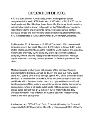 11th grade business studies project on KFC | DOCX