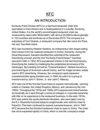 11th grade business studies project on KFC | DOCX