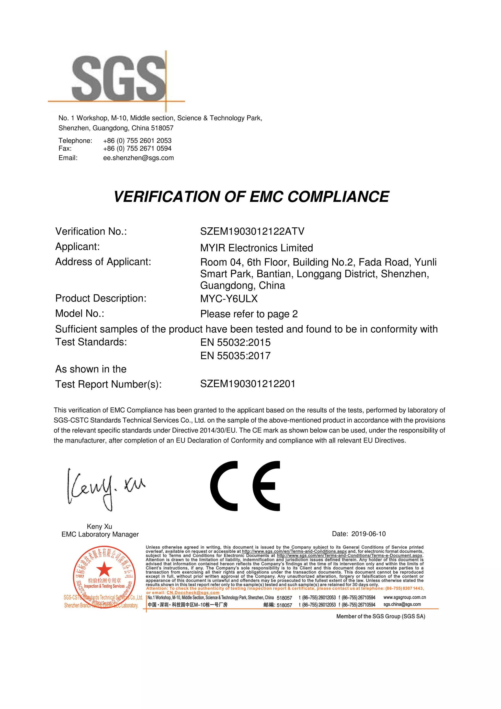 Verification of EMC Compliance for MYC-Y6ULX CPU Module | PDF