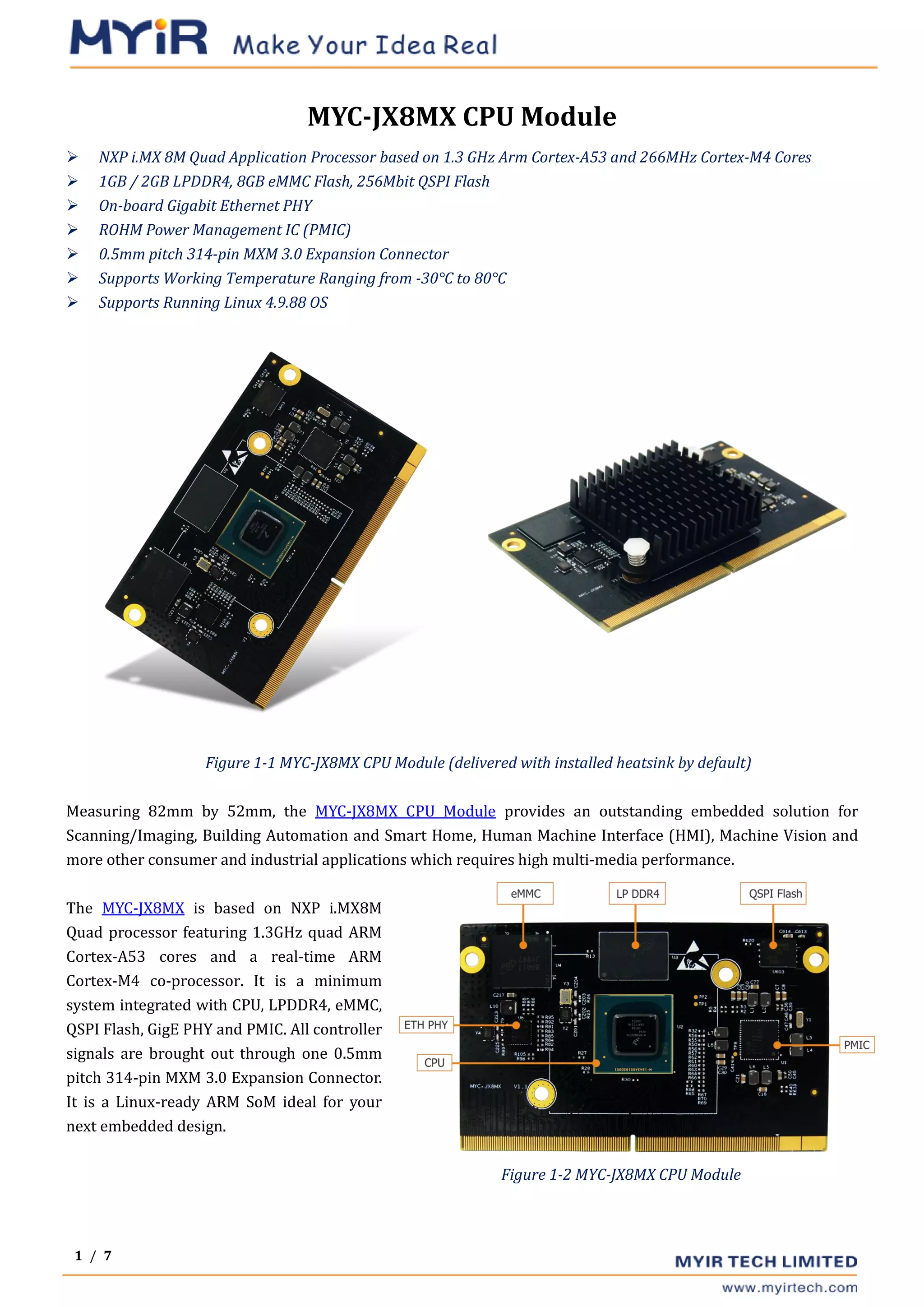 High-performance ARM SoM Powered by NXP i.MX 8M | PDF