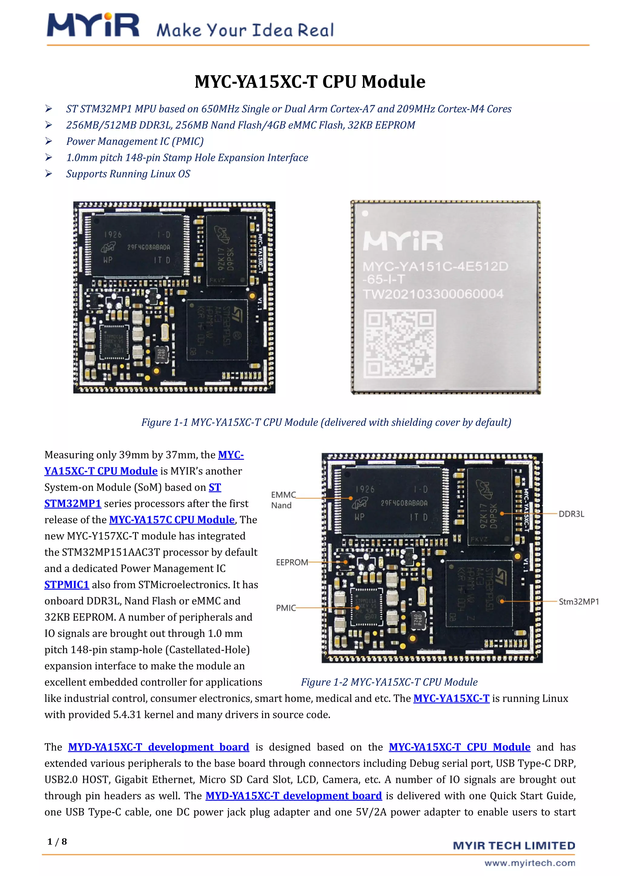 MYC-YA15XC-T CPU Module | PDF