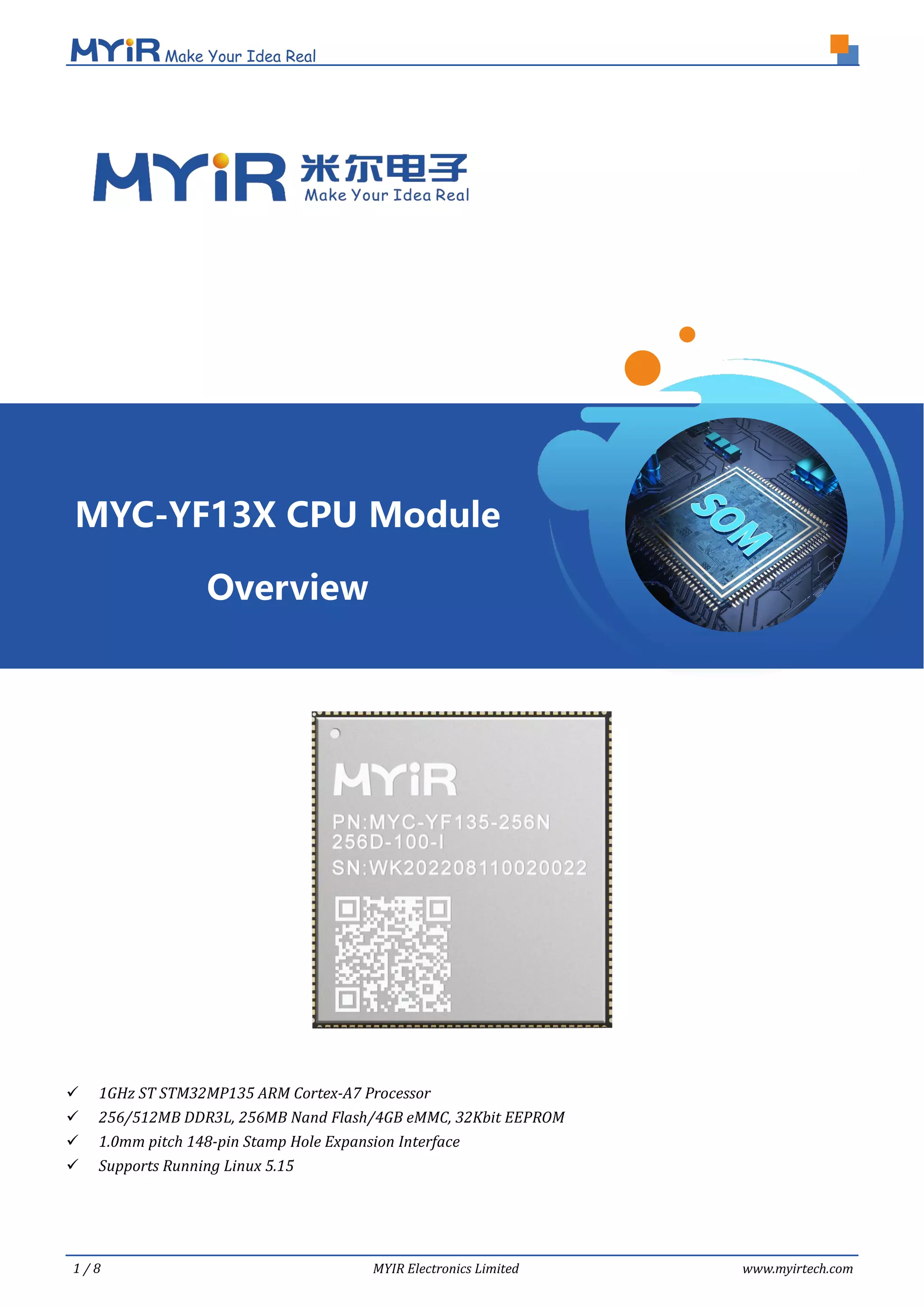 MYC-YF13X CPU Module - STM32MP135 based SoM | PDF