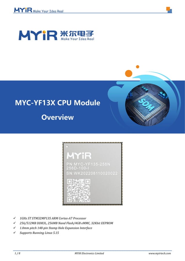 MYC-YF13X CPU Module - STM32MP135 based SoM | PDF