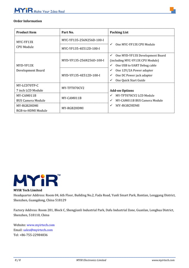 MYC-YF13X CPU Module - STM32MP135 based SoM | PDF