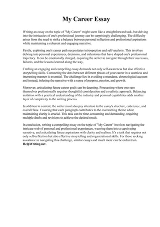 My Career Essay | PDF | Resume Writing and Advice | Job Search