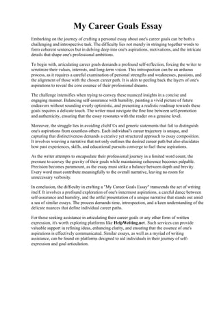 My Career Goals Essay | PDF
