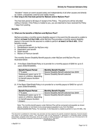 Aviva MyCare (ElderShield Supplement) FAQ | PDF