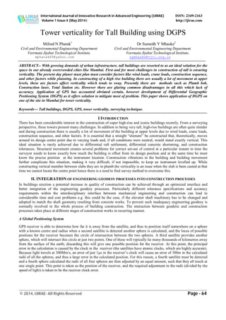 Tower verticality for Tall Building using DGPS | PDF
