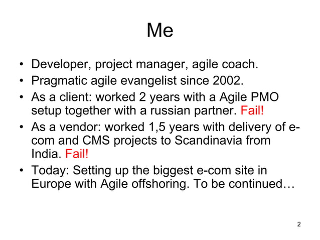 My challenges with agile offshoring | PPT