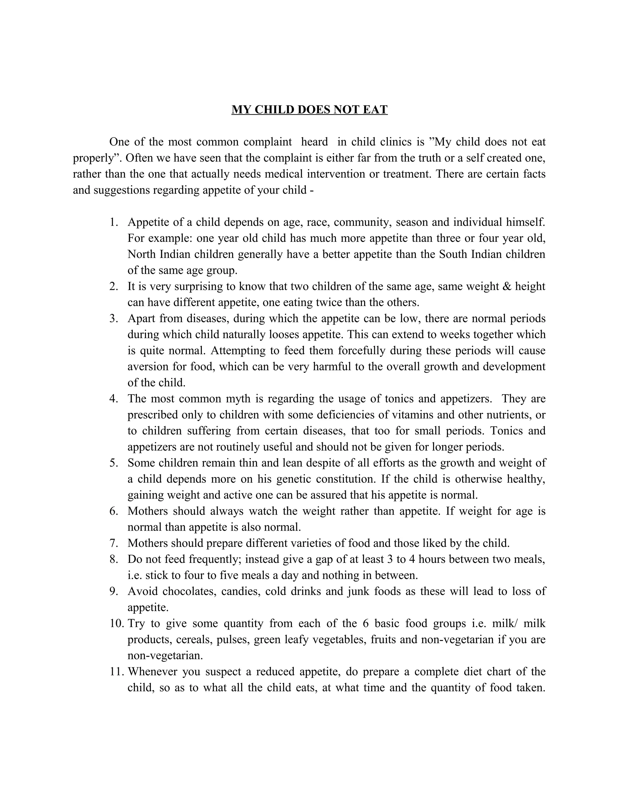 My child does not eat | DOC