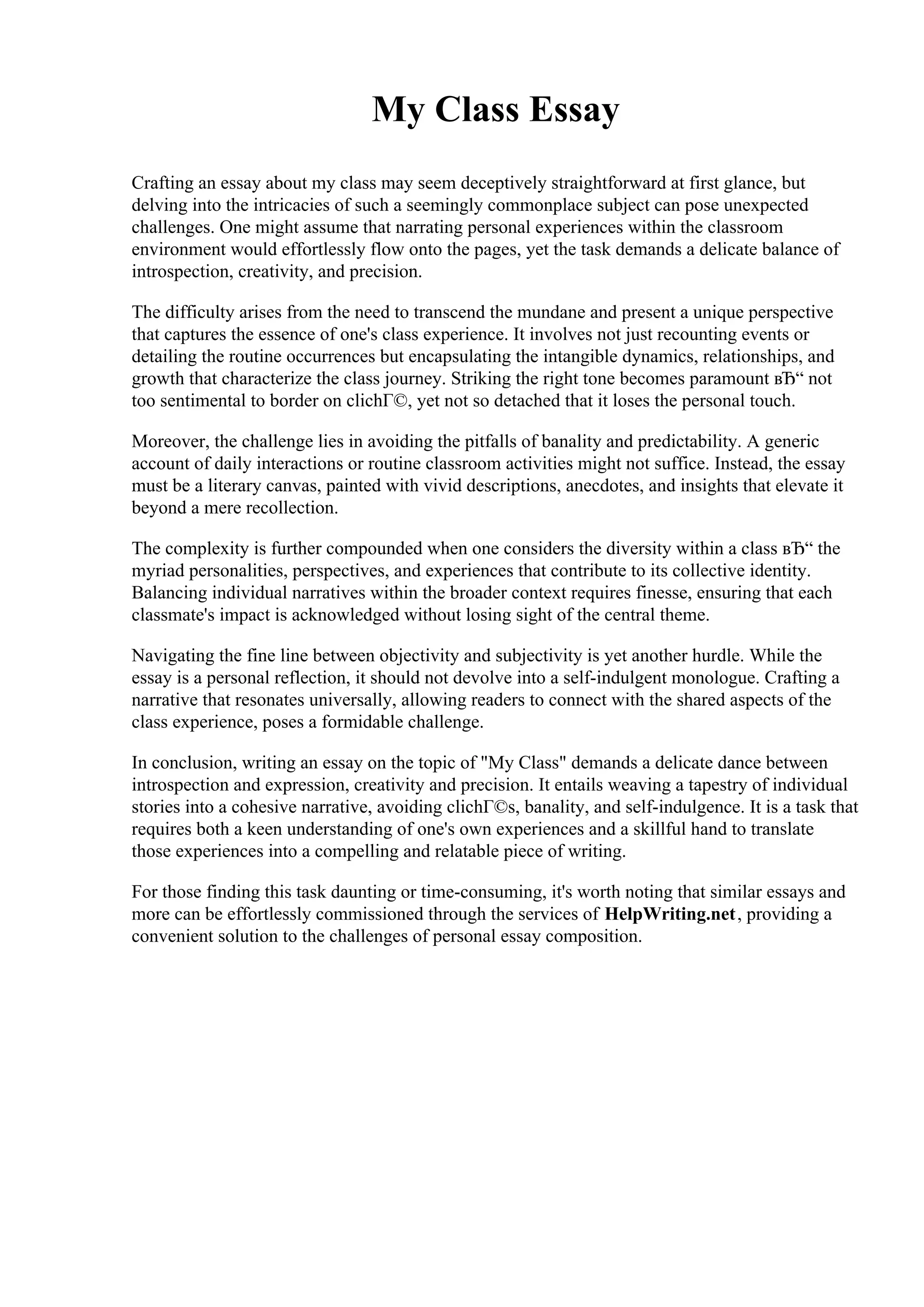 My Class Essay. University of Montevallo | PDF | Homework and Study ...