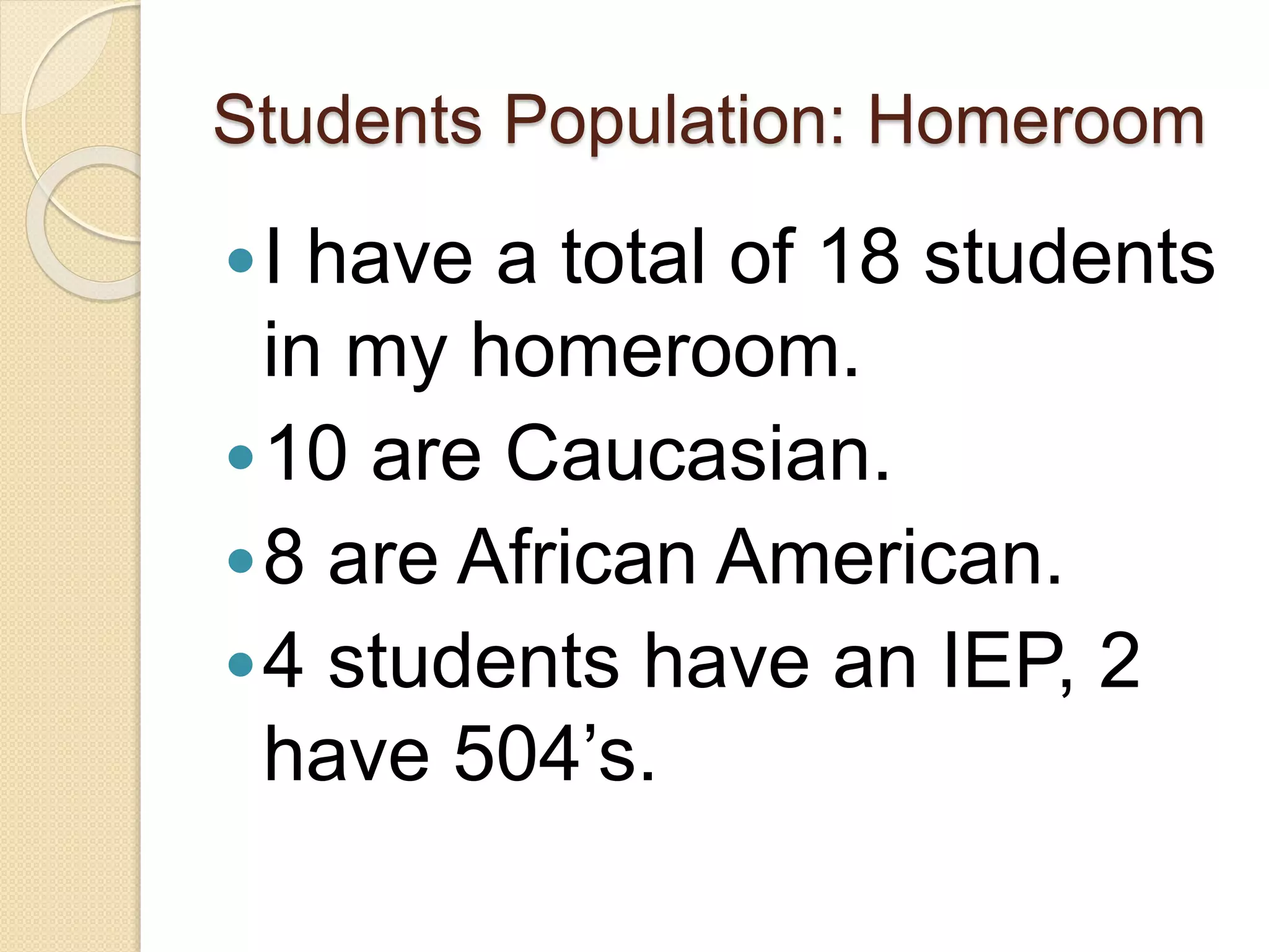 My classroom and student population | PPT