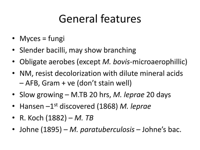 Mycobacteria | PPTX | Lung and Respiratory Health | Diseases and Conditions