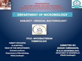 MYCOBACTERIUM TUBERCULOSIS overview slide share | PPT