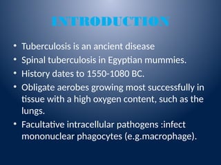 MYCOBACTERIUM TUBERCULOSIS overview slide share | PPT