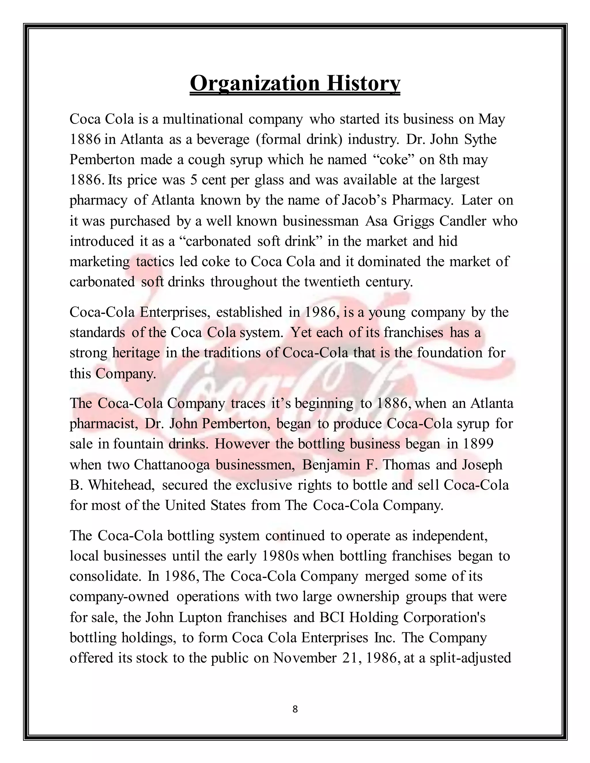 coke company assignment by maria naeem and my friends | PDF