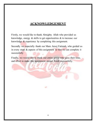 coke company assignment by maria naeem and my friends | PDF