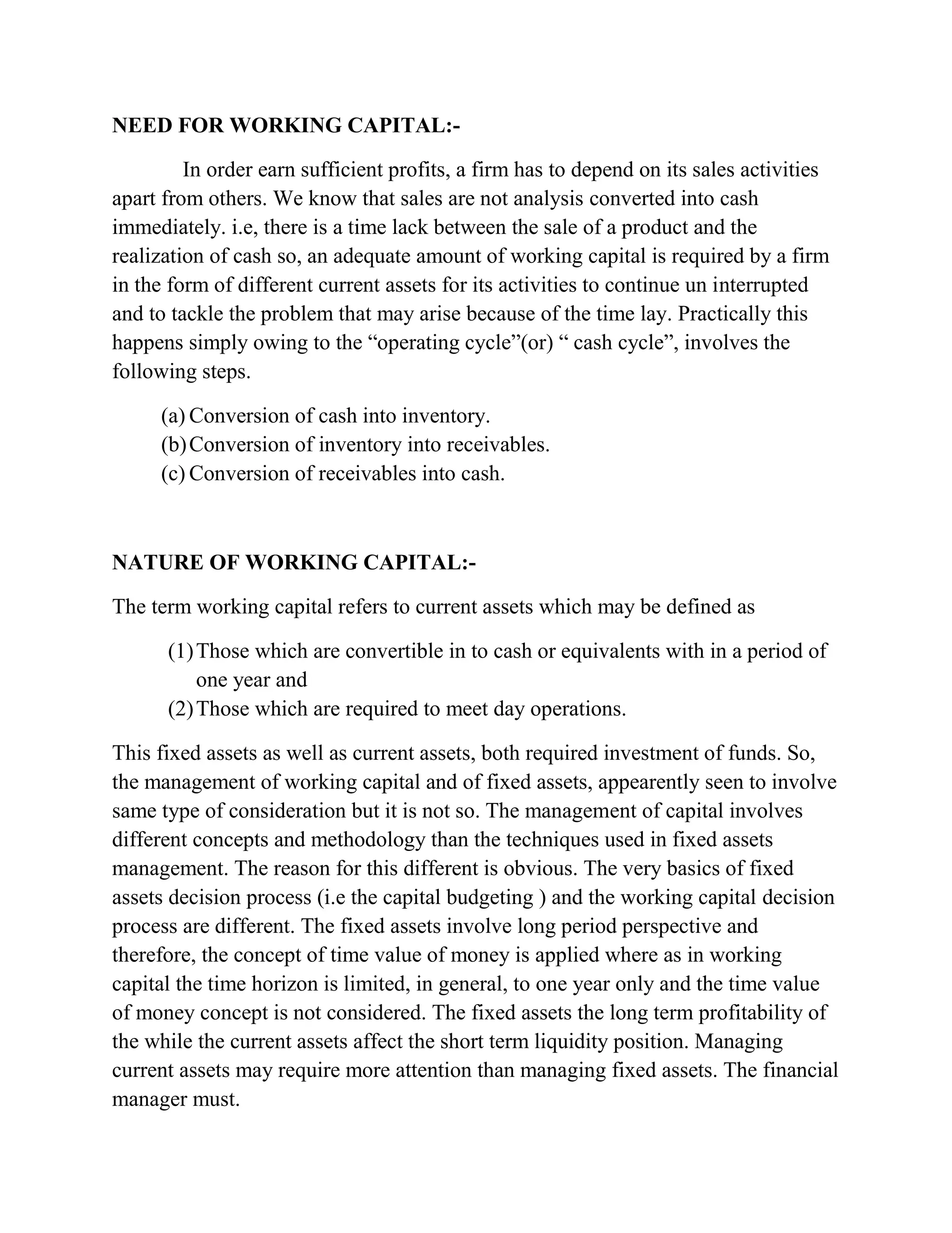 working capital management project | DOCX