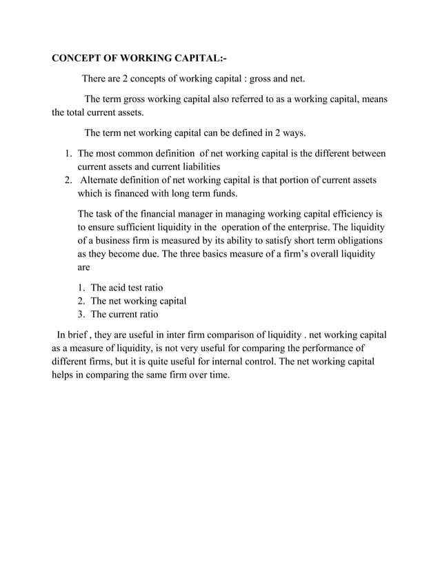 working capital management project | DOCX | Stocks and Bonds | Personal ...