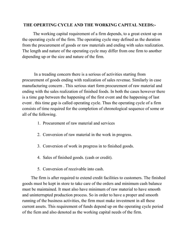 working capital management project | DOCX | Stocks and Bonds | Personal ...