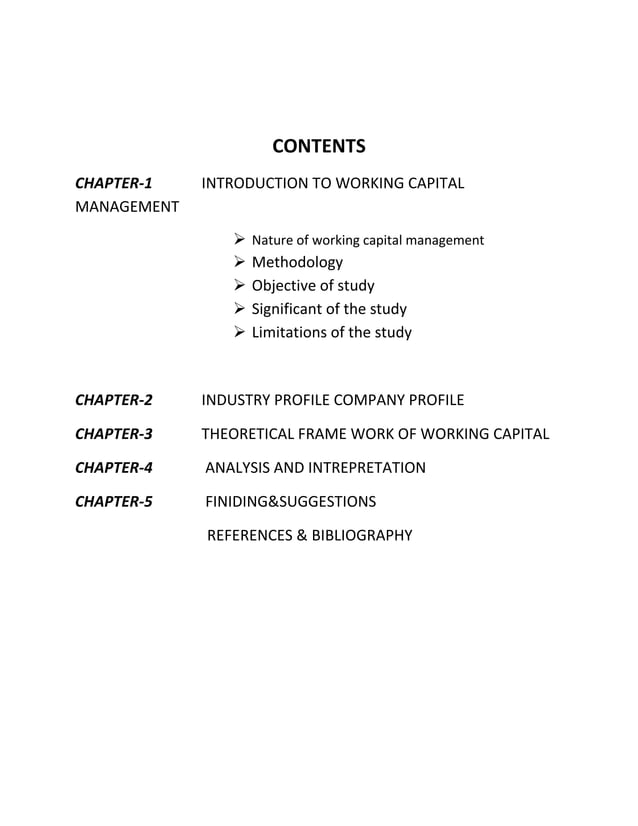 working capital management project | DOCX | Stocks and Bonds | Personal ...