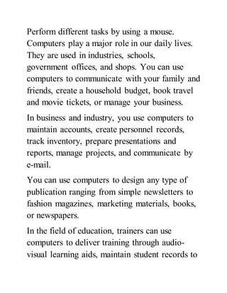 Orientation of computer | DOCX