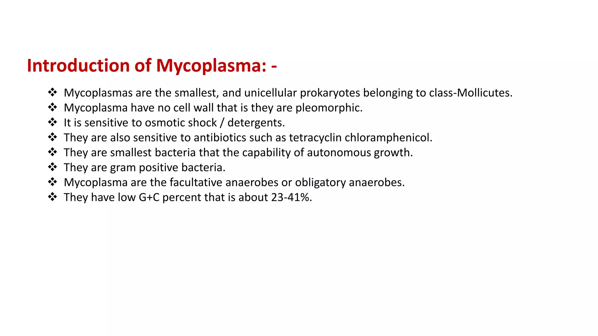 Mycoplasma General Account | PPTX