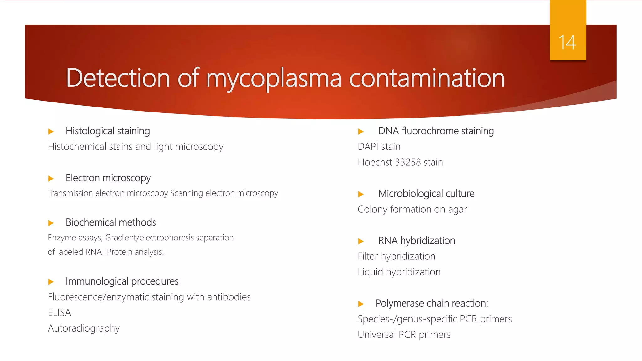 Mycoplasma contamination of cell cultures | PPTX