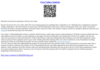 My Core Values Essay | PDF