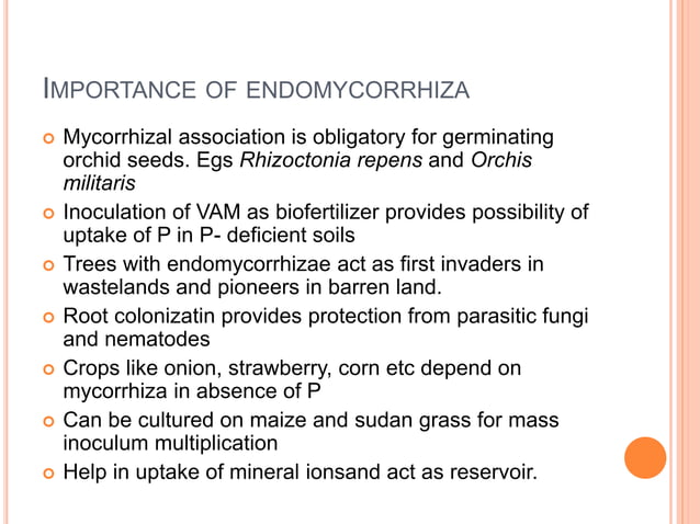 Ecto and endomycorrhizae and their significance | PPTX | Agriculture ...