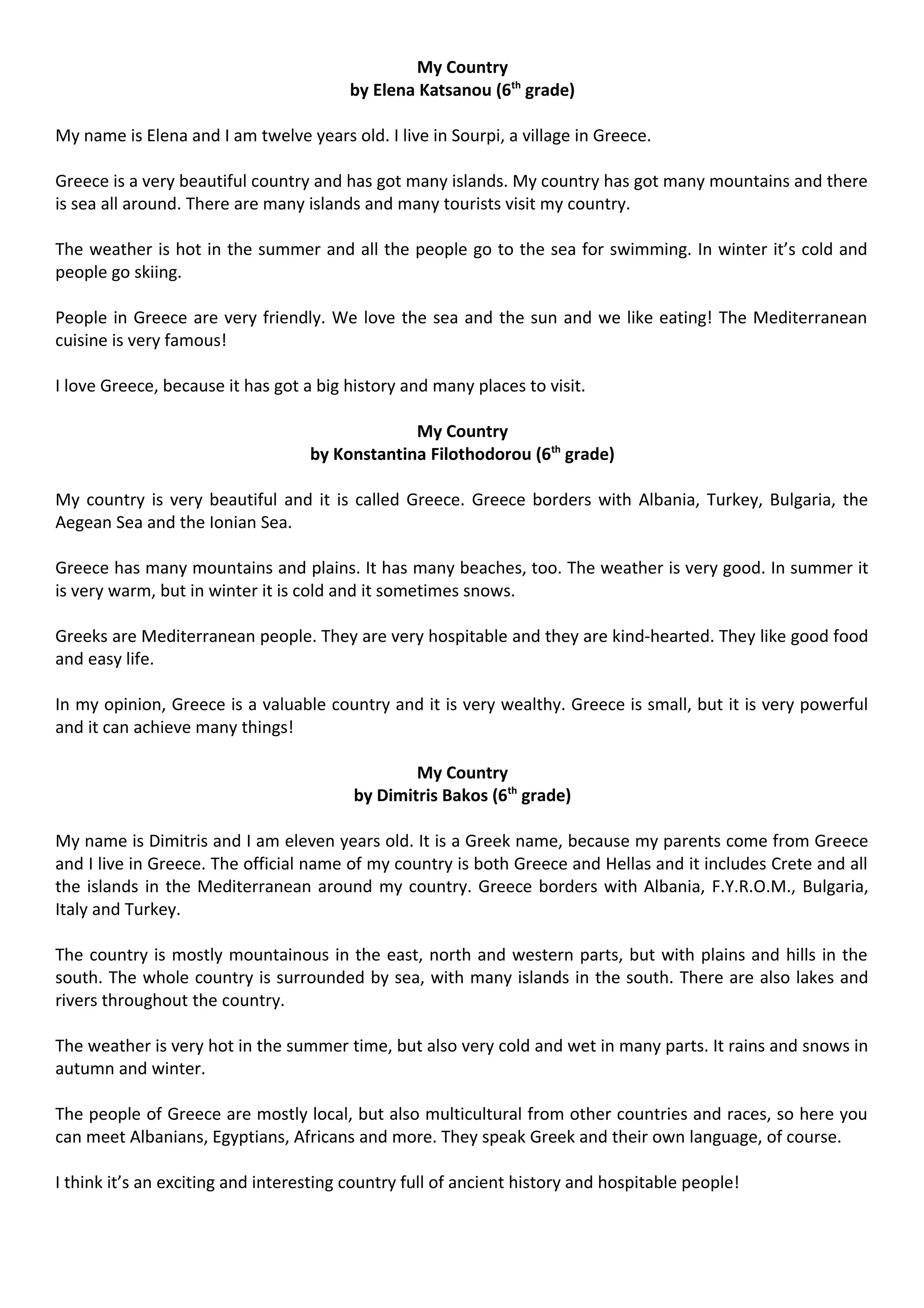 Report Writing - My Country | DOC
