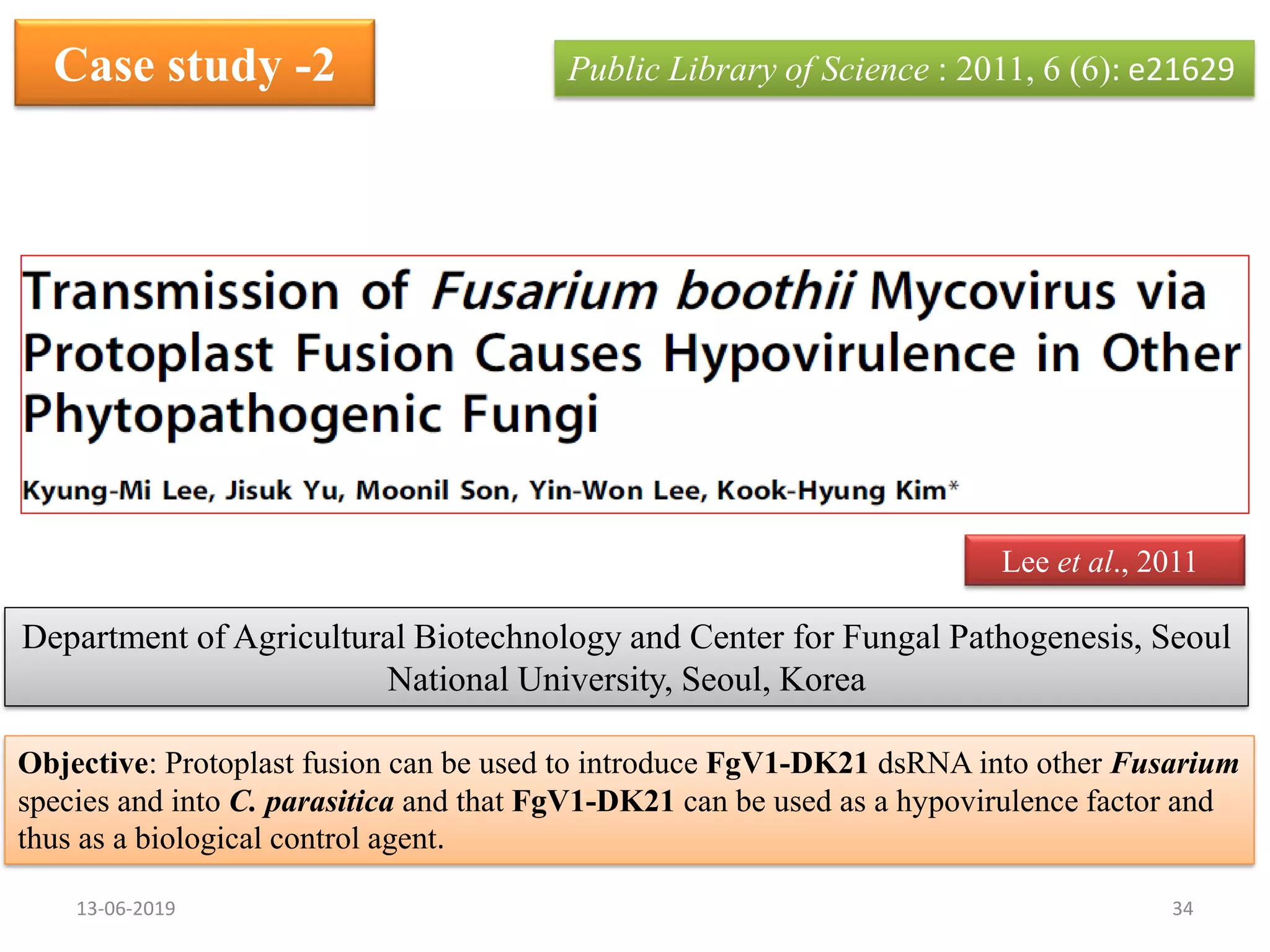 Mycoviruses of filamentous fungi and their relevance to plant pathology ...