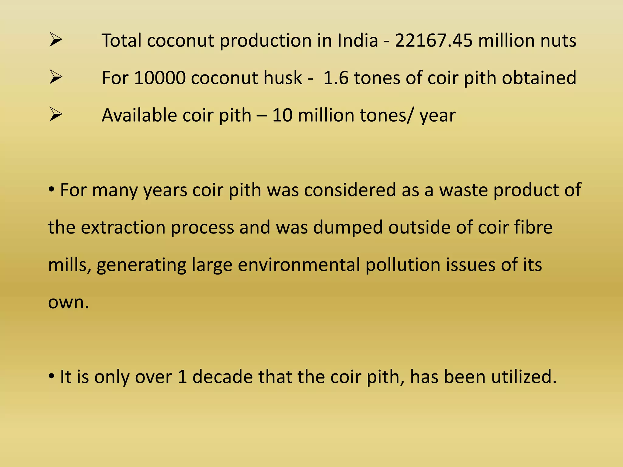 value added products of coirpith | PPTX