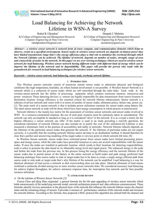 Load Balancing for Achieving the Network Lifetime in WSN-A Survey | PDF | Internet of Things ...
