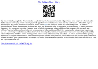 My Culture Short Story | PPT