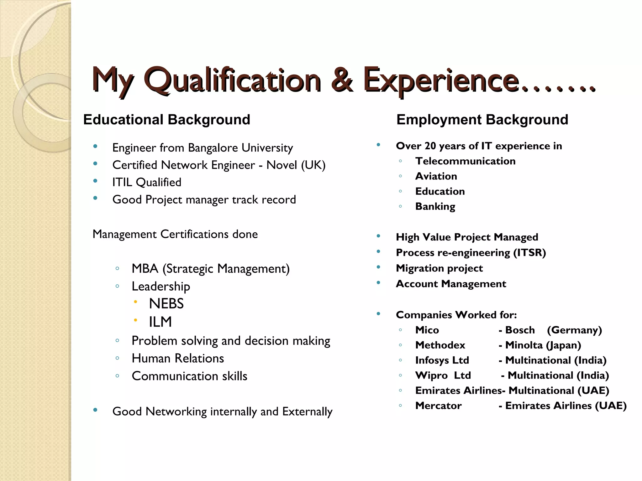 My Current Profile (Initial) | PPT