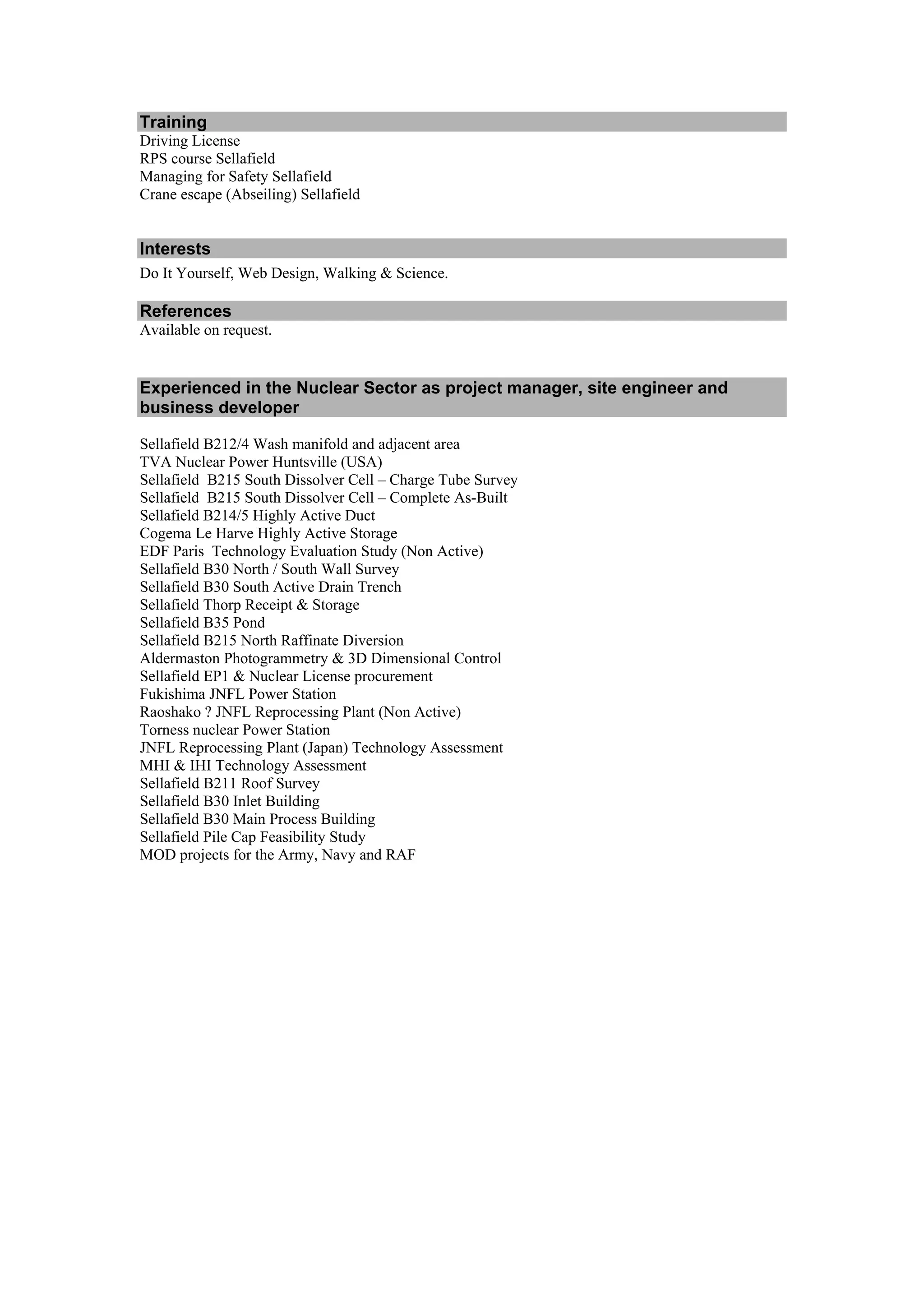 Gerard Hind's CV | PDF