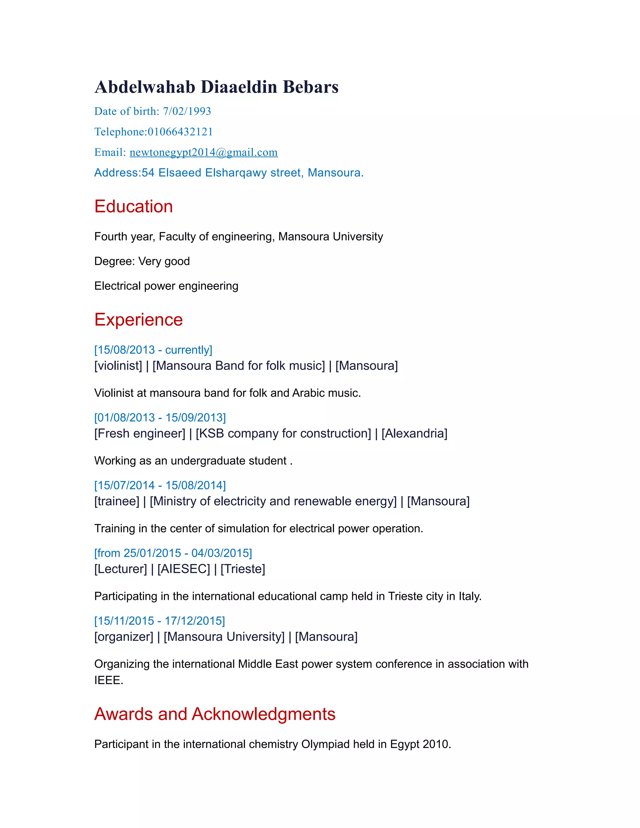 My cv | RTF