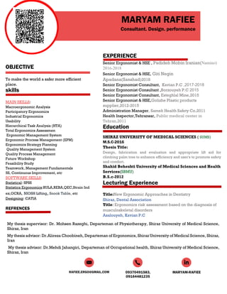 My cv- MAaryam rafiee- ergonomics | PDF | Business | Business and Finance