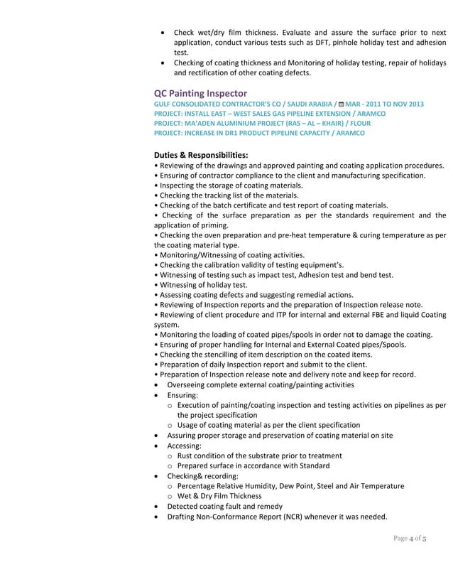 QC Welding & Painting Inspector | PDF