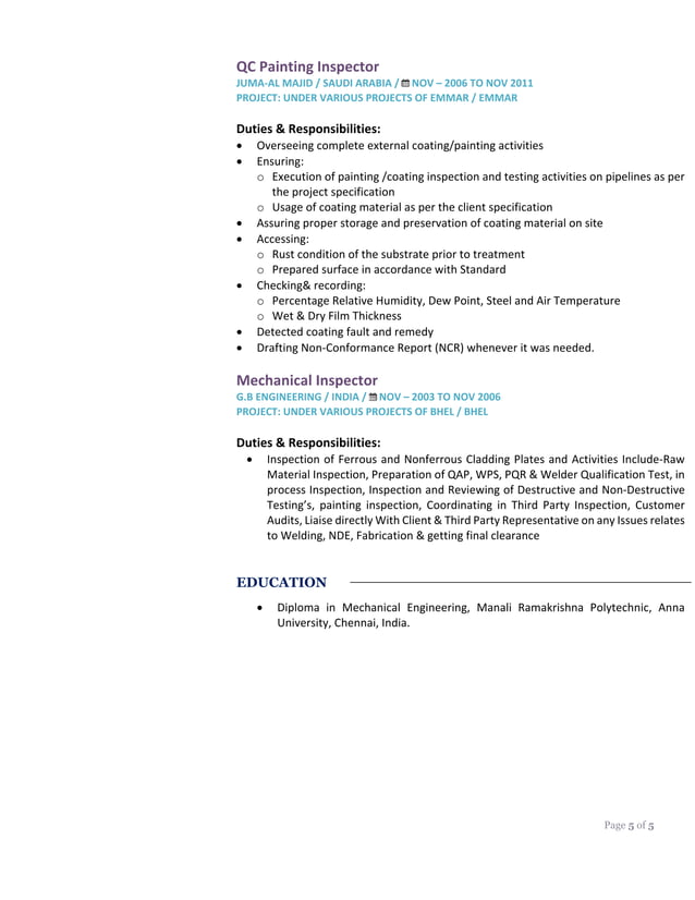 QC Welding & Painting Inspector | PDF