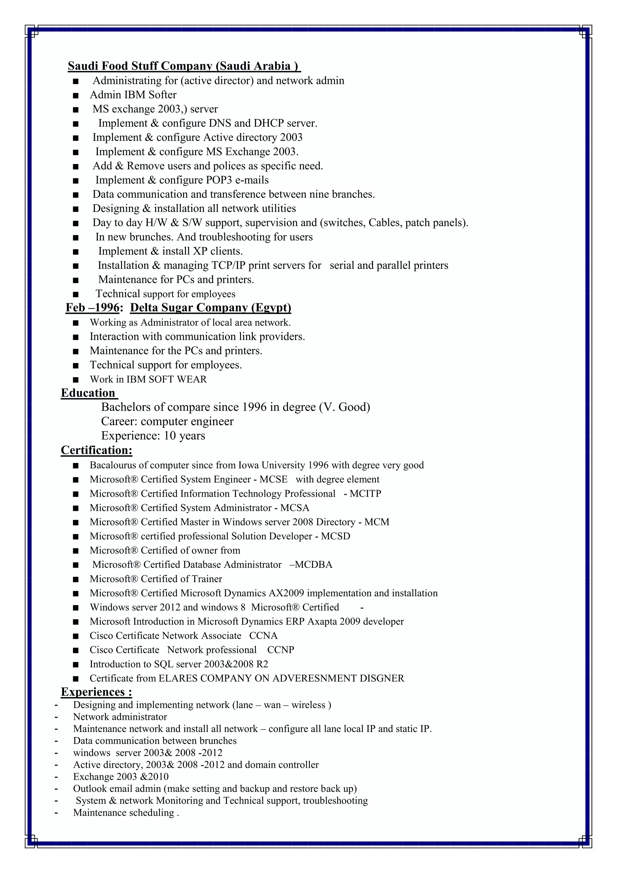 Computre Engneer and IT Administrator | PDF