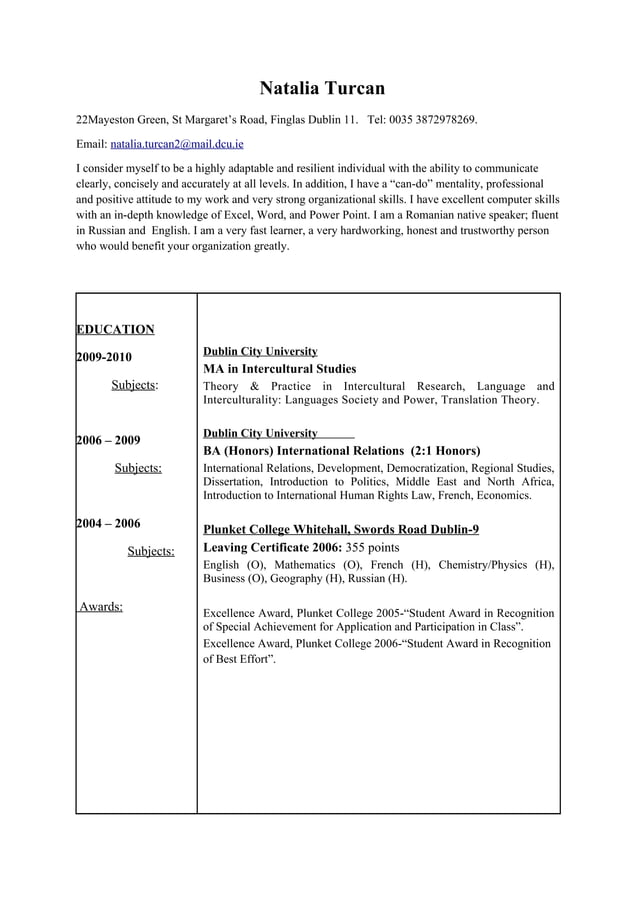 CV Natalia Turcan | DOC